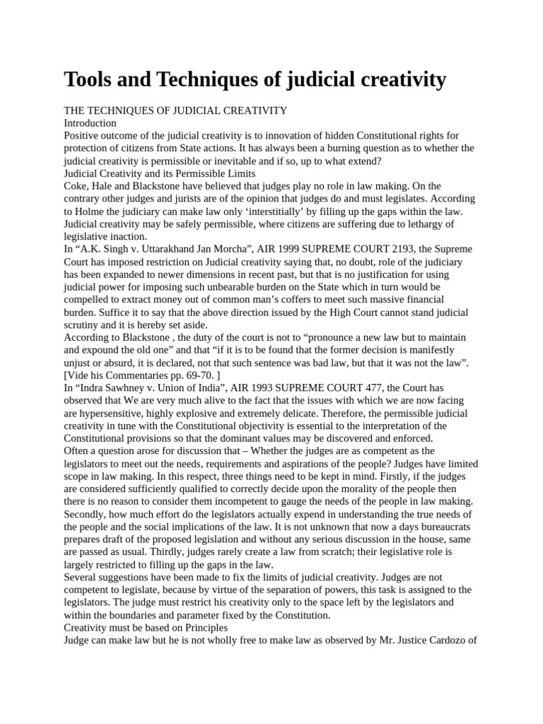 Tools of Judicial Creativity Explained | PDF | Supreme Court Of The ...