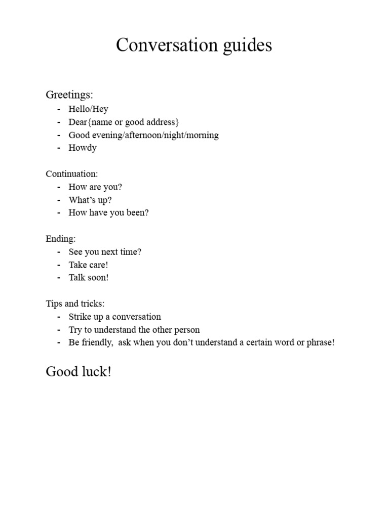 Conversation Guides | PDF