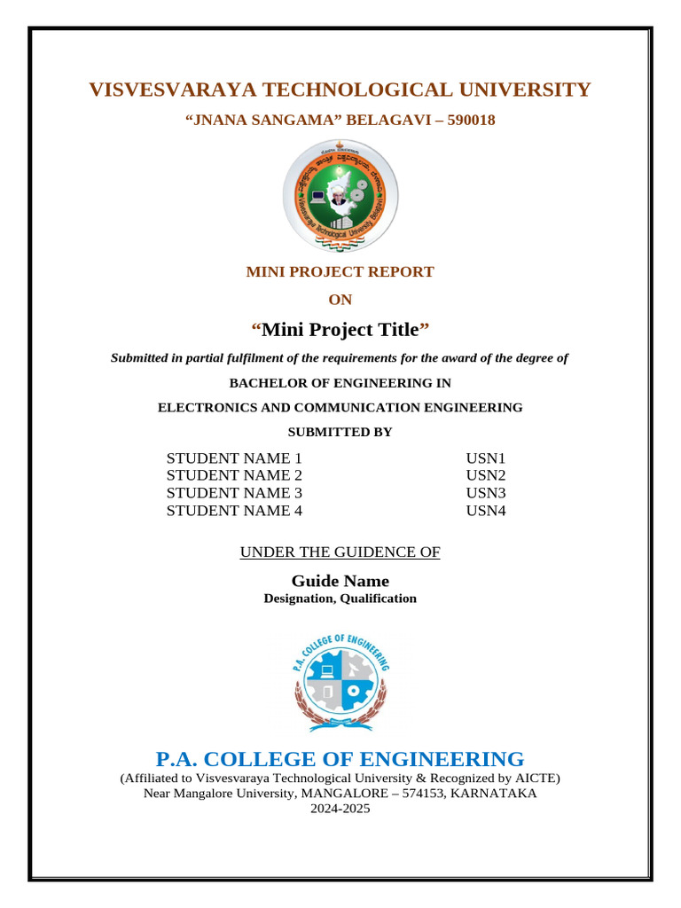 Mini Project Front Sheets | PDF | Microwave | Electronics