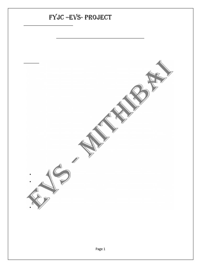 FYJC Project Expl Mithibai 2024 | PDF | Methodology | Water