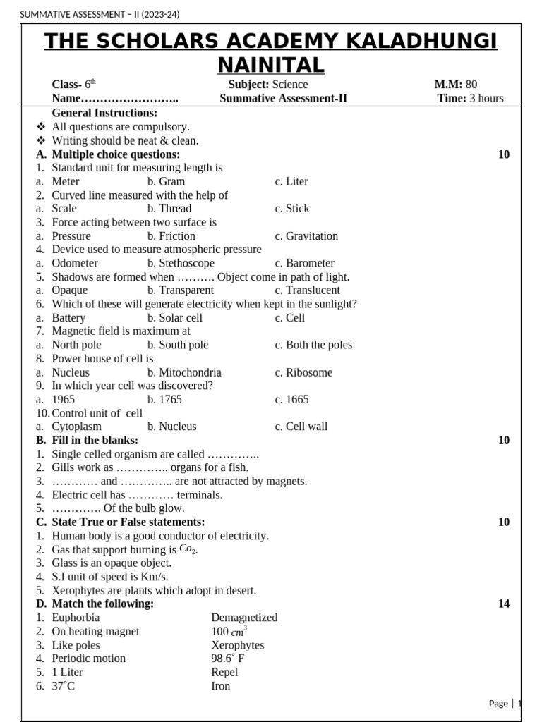Science- 6 | PDF | Magnet | Force
