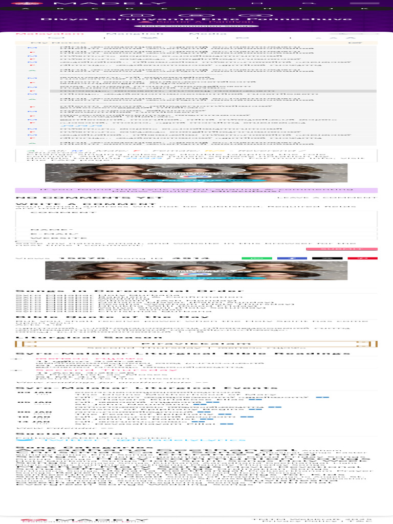 Divya Karunyame Ente Ponneshuve Malayalam & Mangl | PDF