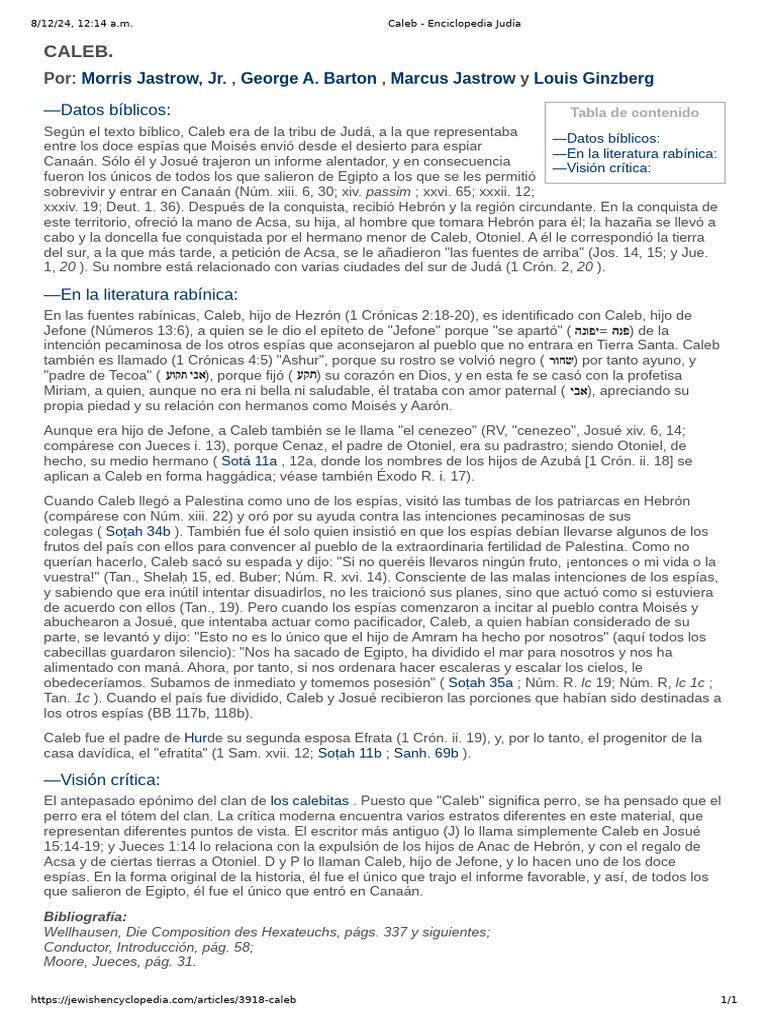 Caleb - Enciclopedia Judía | PDF | Joshua | Libro de números