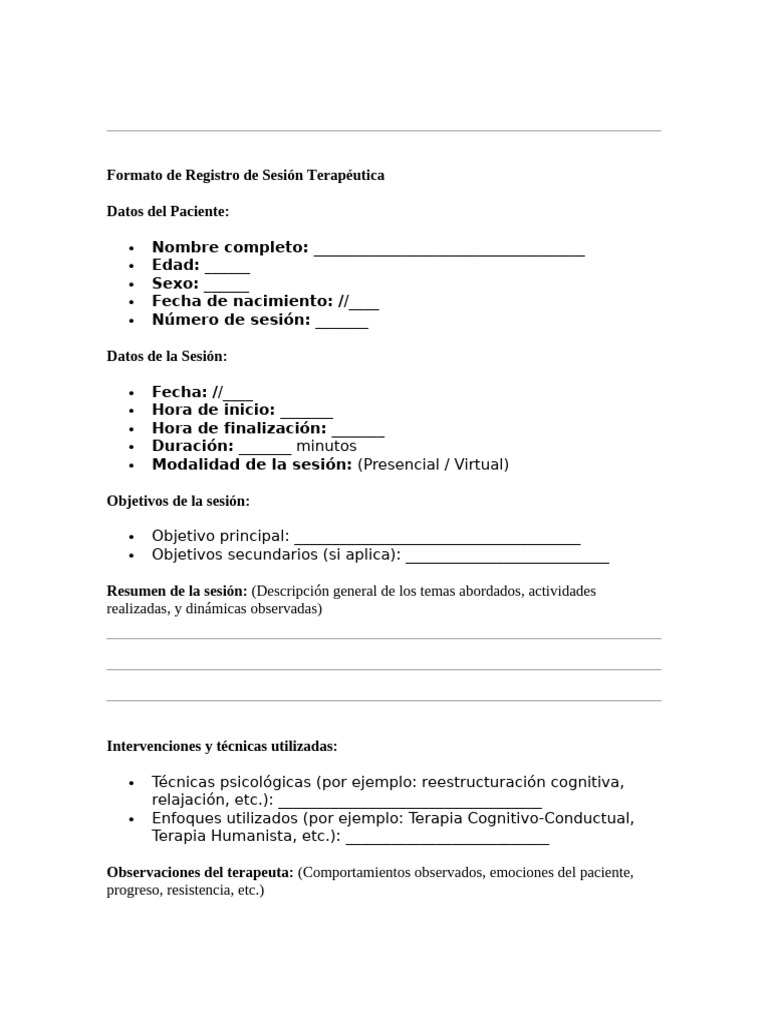 Formato Sesiones | PDF