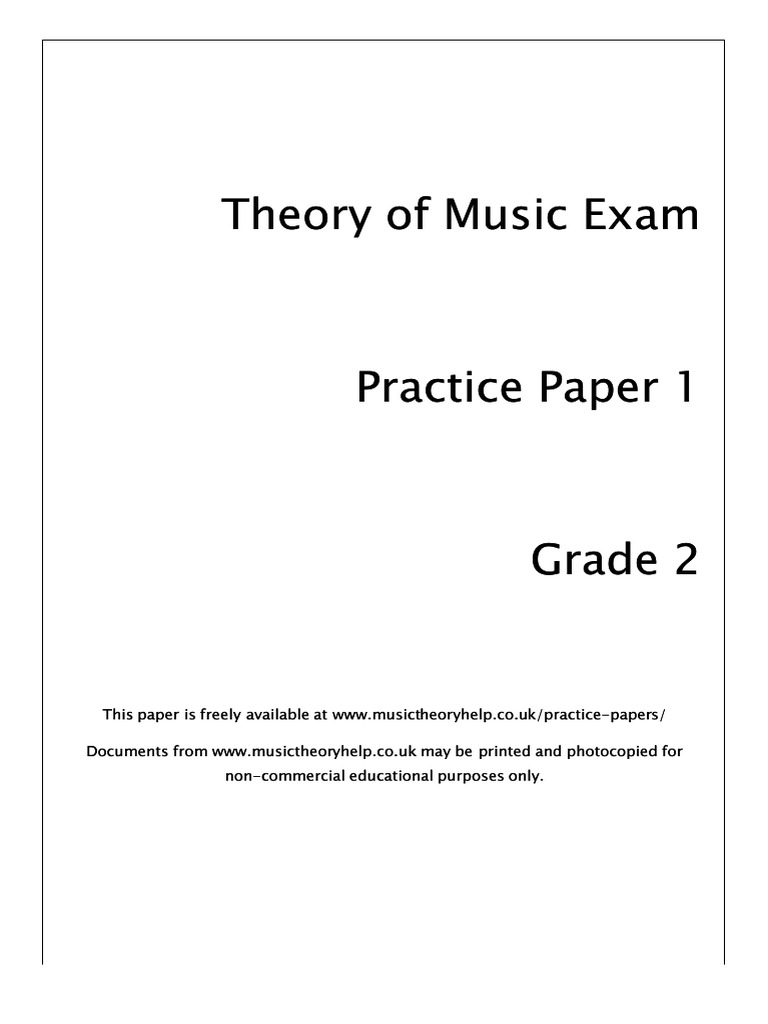 Music Theory Practice Paper - 1 (Grade 2) | PDF | Interval (Music) | Scale (Music)