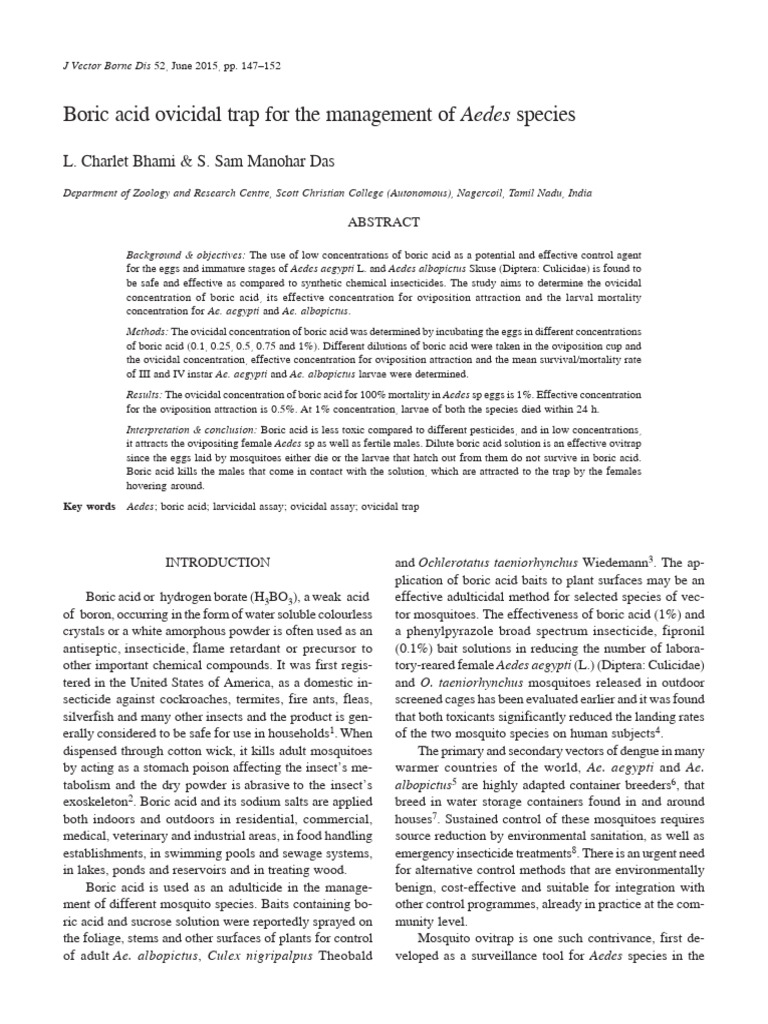 Boric acid ovicidal trap for the management of Aedes species-PRINTED | PDF