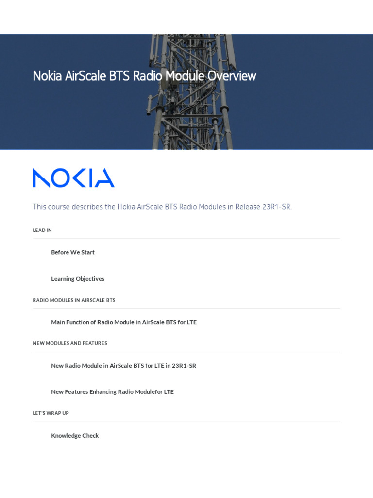 Nokia AirScale BTS Radio Module Overview | PDF | Bandwidth (Signal Processing) | Radio