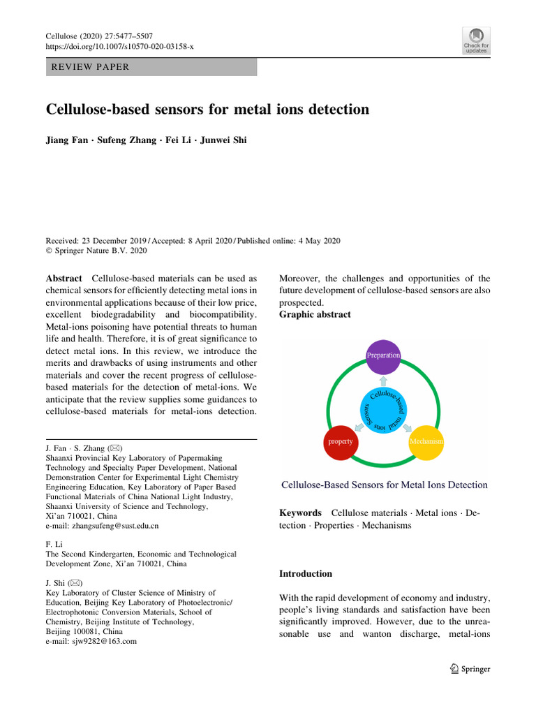 Cellulose-Based Sensors For Metal Ions Detection: Jiang Fan Sufeng ...
