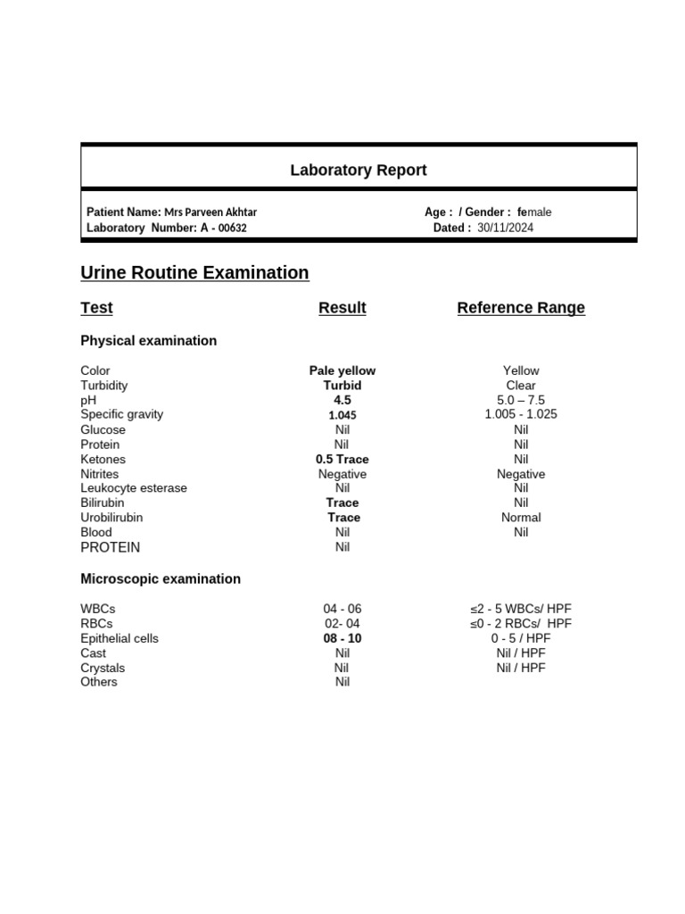 Urine Routine Examination Report | PDF