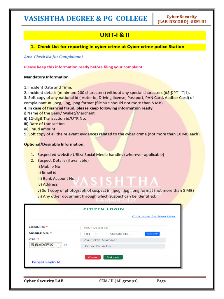 Cyber Security - LAB RECORD - SEM-III | PDF | Antivirus Software | Security
