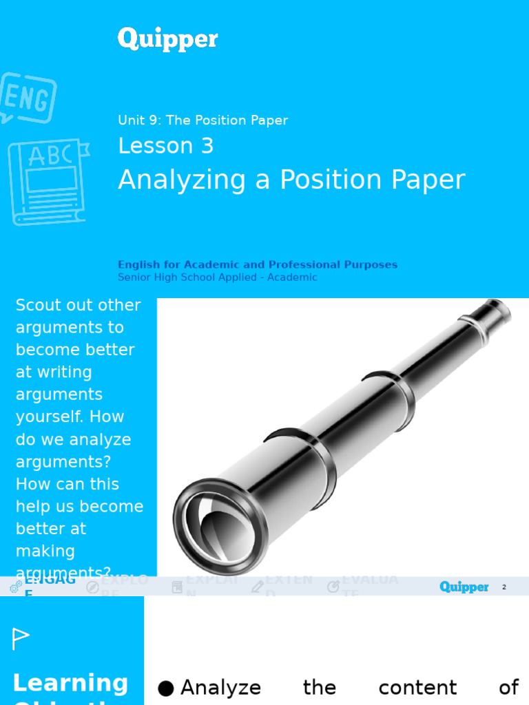EAP 11_12_UNIT 9_LESSON 3_Analyzing a Position Paper | PDF | Logos | Argument