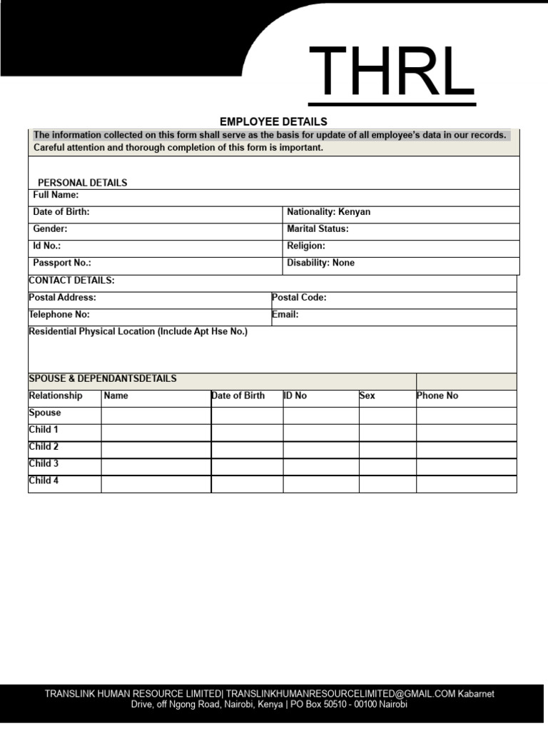Employee Details Submission Form | PDF