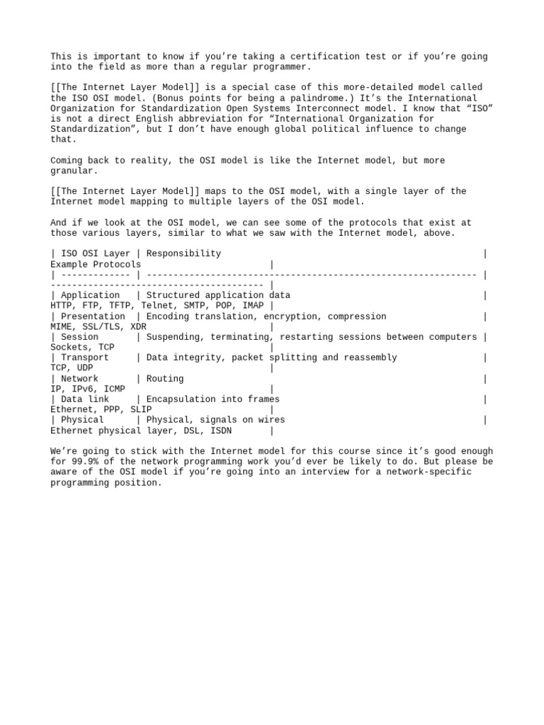 The ISO OSI Network Layer Model | PDF