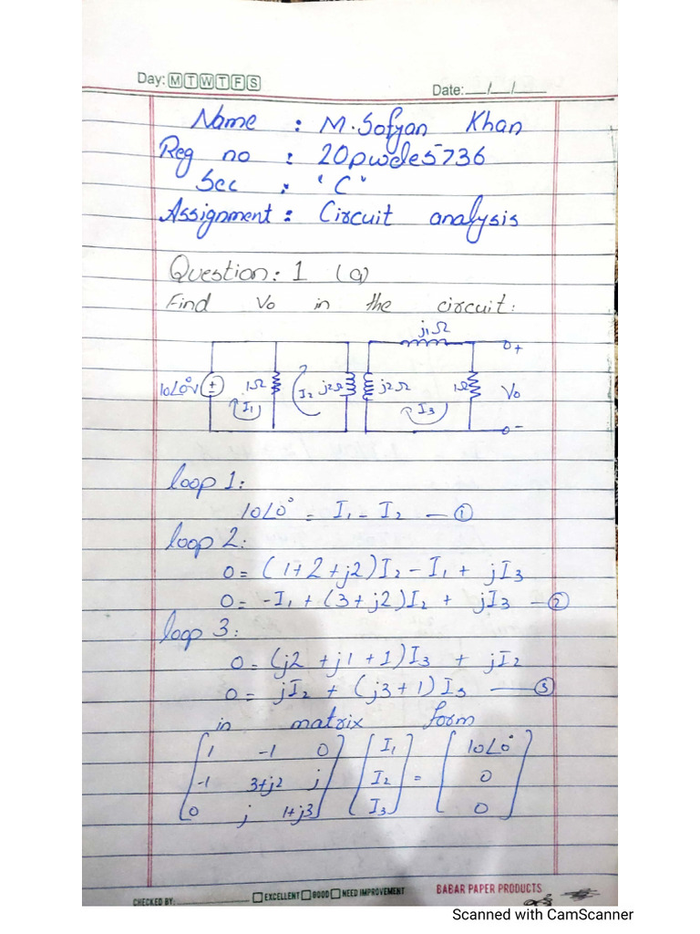 Circuit Analysis 2 .. Assignment.. 20pwele5736..sec C. | PDF