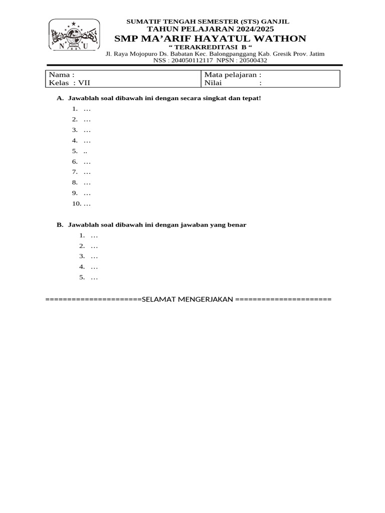 Soal Sts Big Kls 9 Maarif 2425 Ganjil | PDF | Vitamin | Natural Products