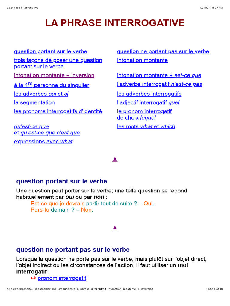 Comprendre la phrase interrogative | PDF | Question | Phrase