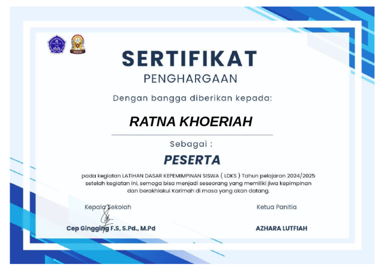 sertifikat LDKS 2024 | PDF