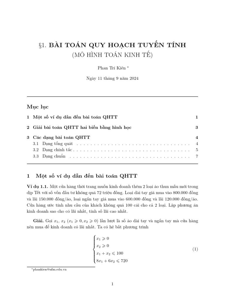 1-Bài toán QHTT | PDF