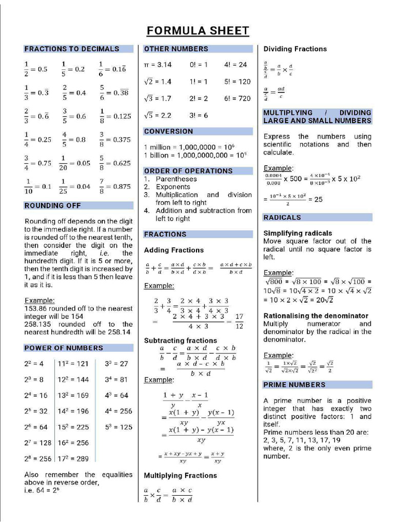 Quant Formula Sheet | PDF
