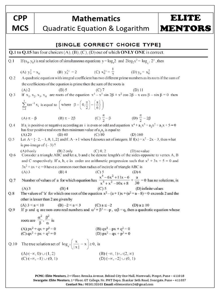 CPP Quadratic Equation & Logarithm | PDF