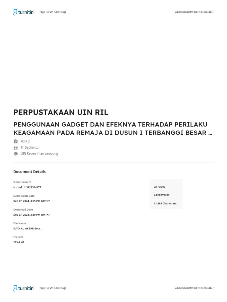 ELYO AL AKBAR Hasil Turnitin, Fix | PDF