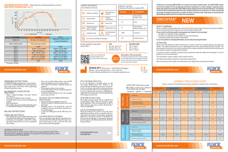 Kerox ZIRCOSTAR® Sintering Guide | PDF | Materials | Secondary Sector ...