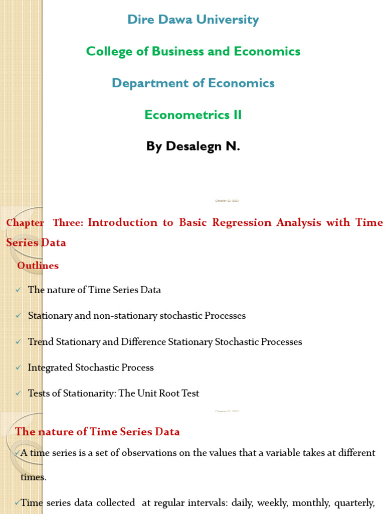 Econometrics II CH-3 PPT-1 | PDF | Stationary Process | Time Series