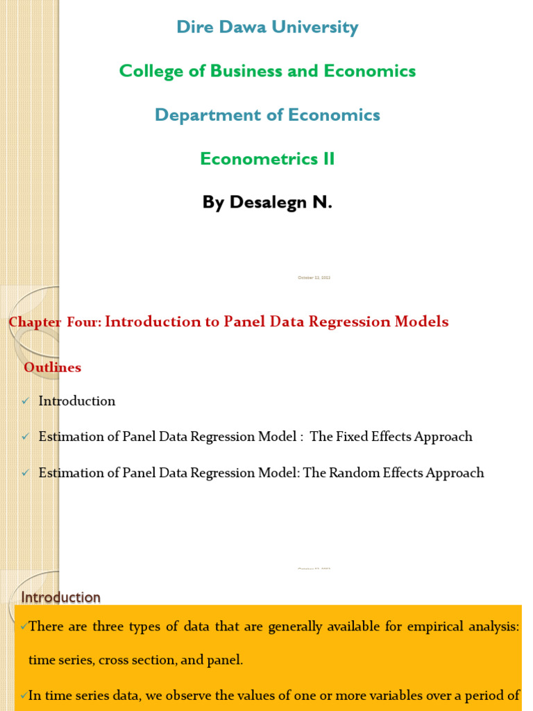 Econometrics II CH-4 | PDF | Fixed Effects Model | Linear Regression