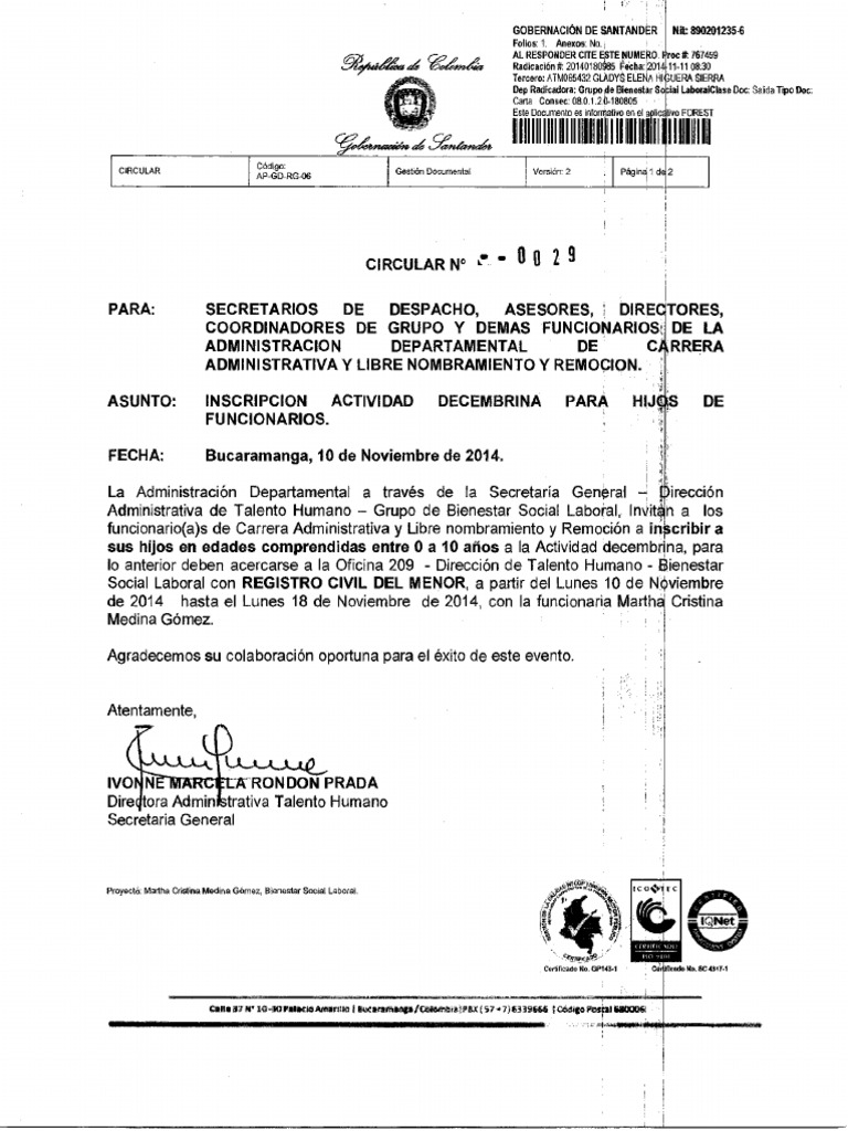 Circular Interna #029-2014 | PDF