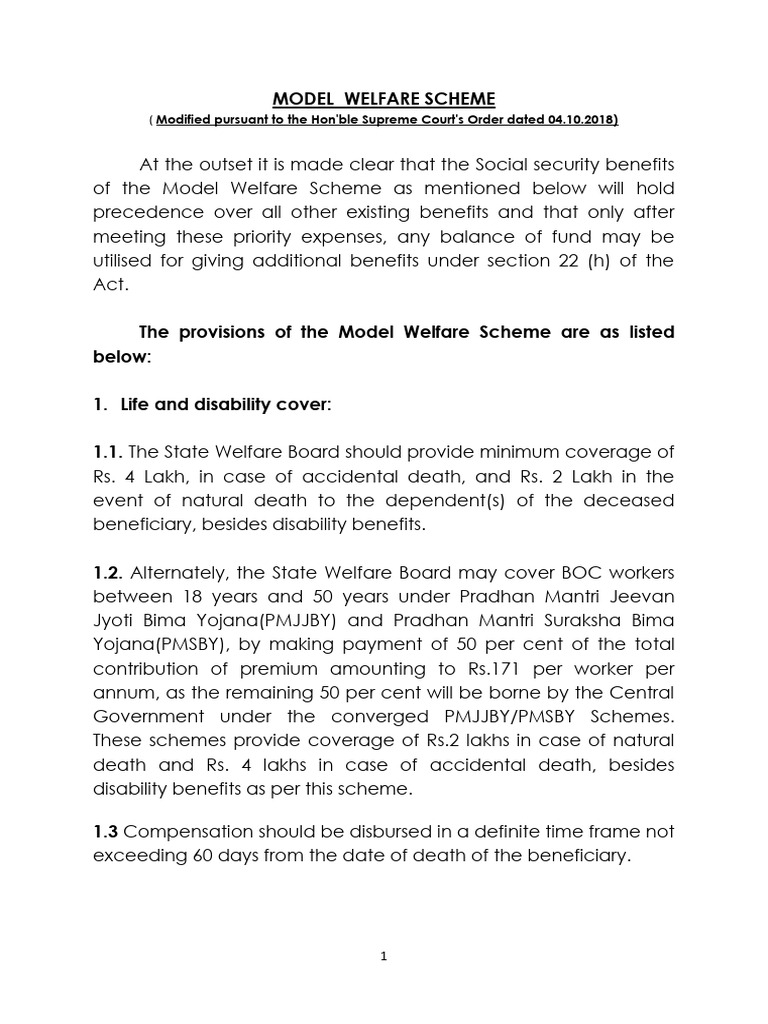 Modified Model Welfare Scheme | PDF | Welfare | Expense