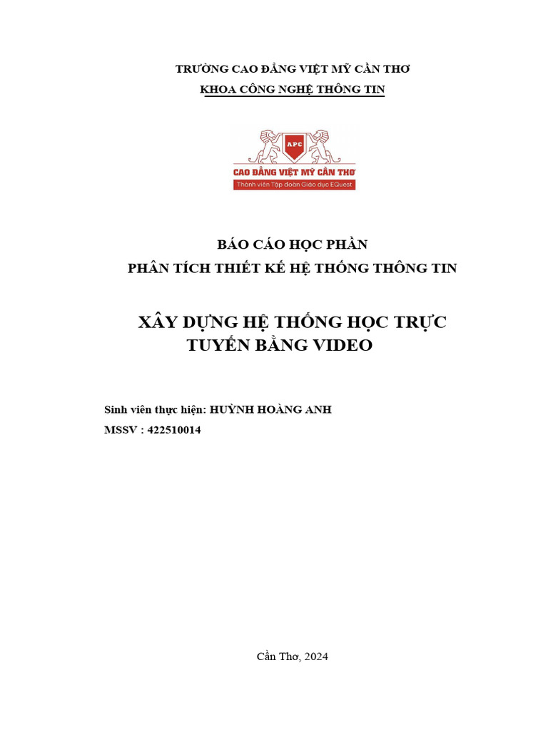 Báo cáo PTTKHT | PDF