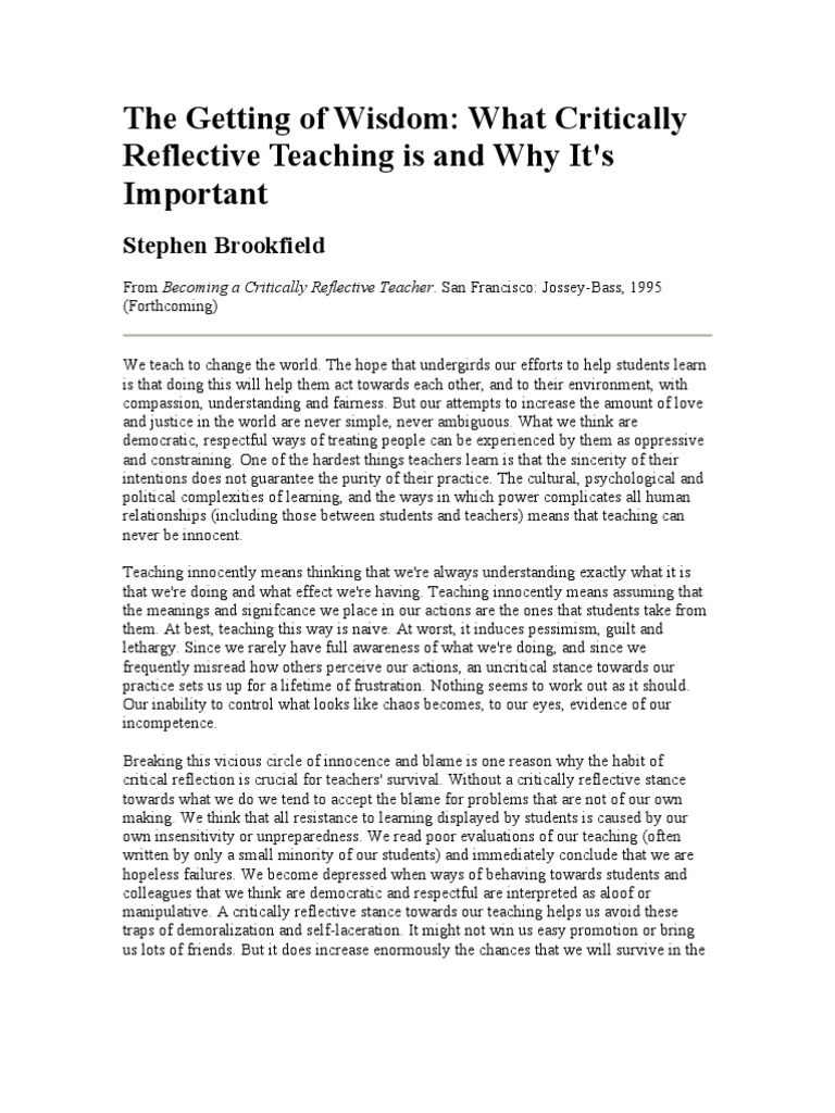 The Getting of Wisdom | PDF | Critical Thinking | Hegemony