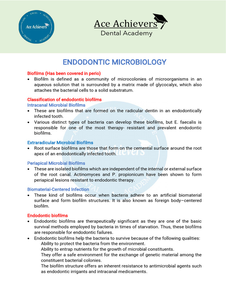 Endodontic Microbiology | PDF