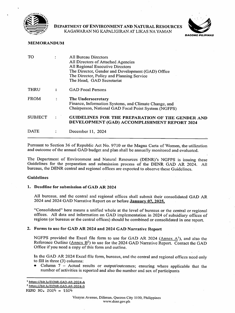 MEMO-2024-1104 2024 GAD AR Guidelines | PDF