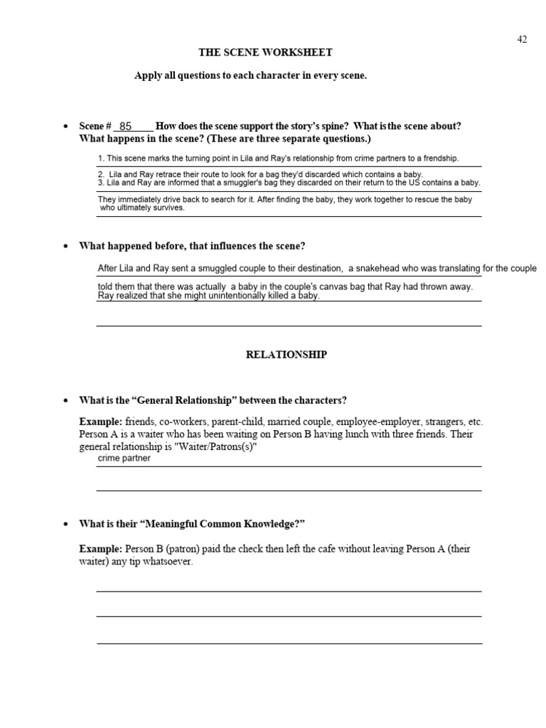 Director's Palette - Scene Worksheet (Be Specific) | PDF