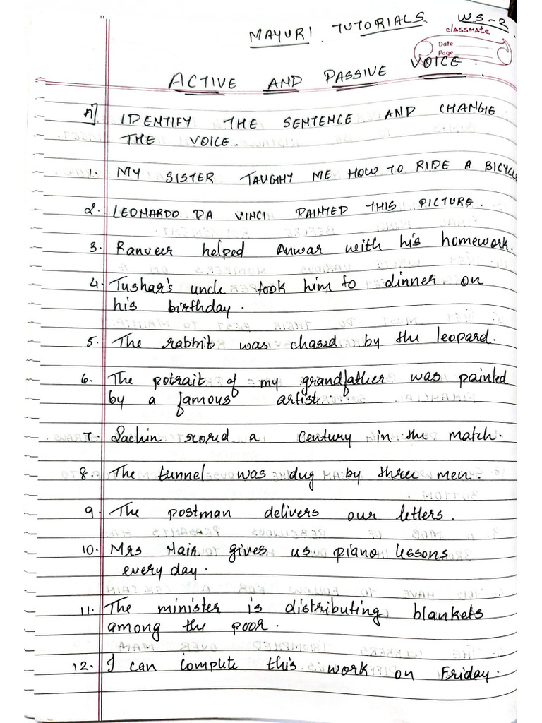 Active Passive Voice WS2 | PDF