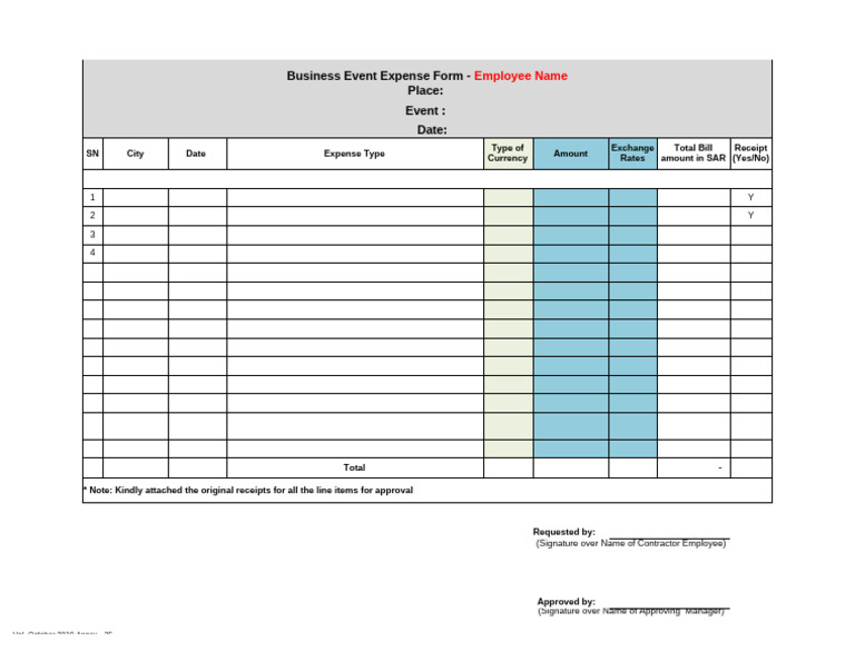Annex 25 - Business Travel Expenses Form | PDF