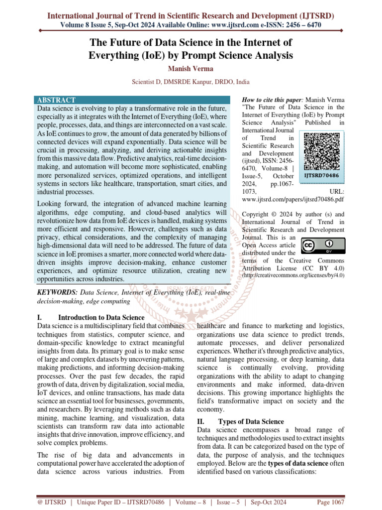 The Future of Data Science in The Internet of Everything IoE by Prompt Science Analysis | PDF ...