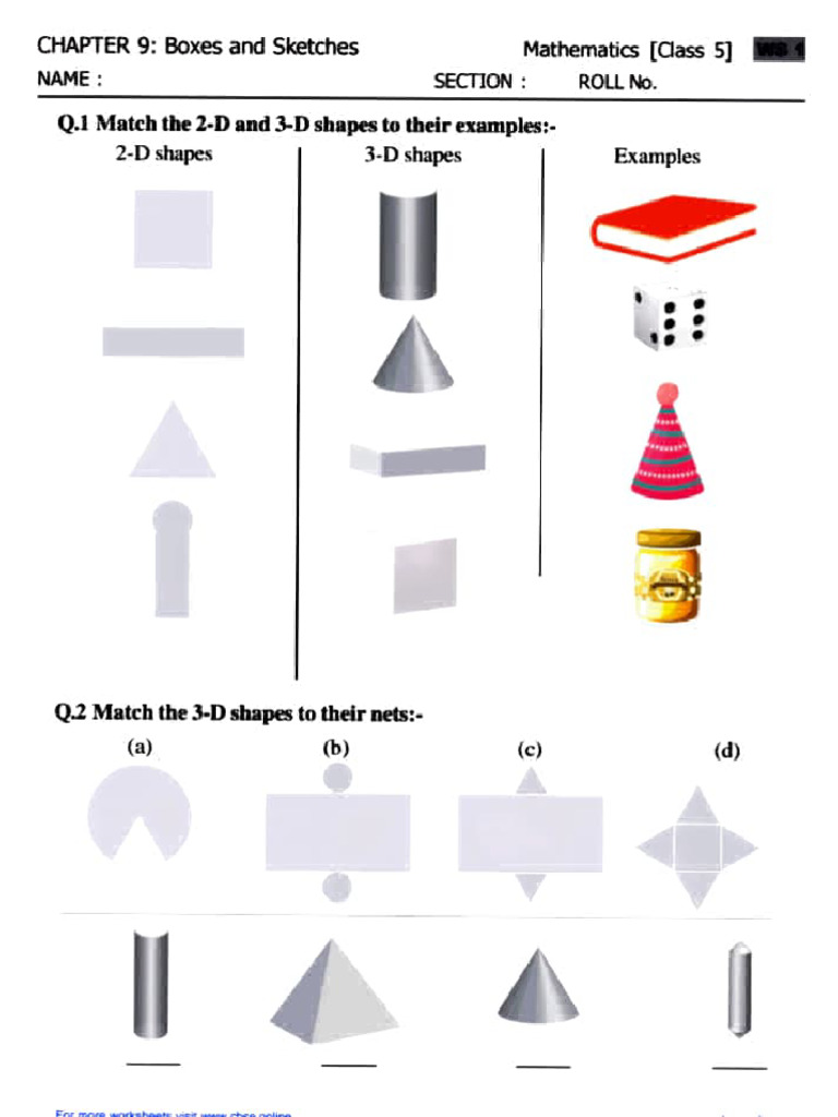 Class 5 Boxes and Sketches Worksheet | PDF
