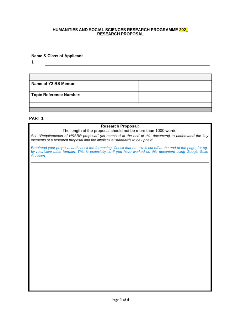 HSSRP - 2025 - Application - Phase1ResearchTemplate | PDF | Methodology ...