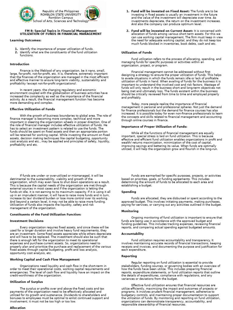 FM 8-FM Topic 3 | PDF | Expense | Investing