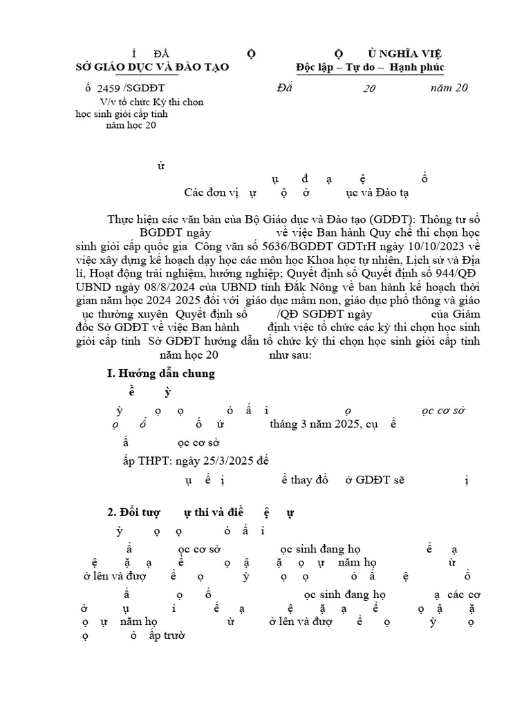 CV Huong Dan Thi HSG Cap Tinh 2024 2025 | PDF