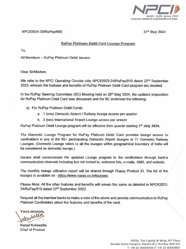 NPCI 2024-25 RuPay 005 | PDF