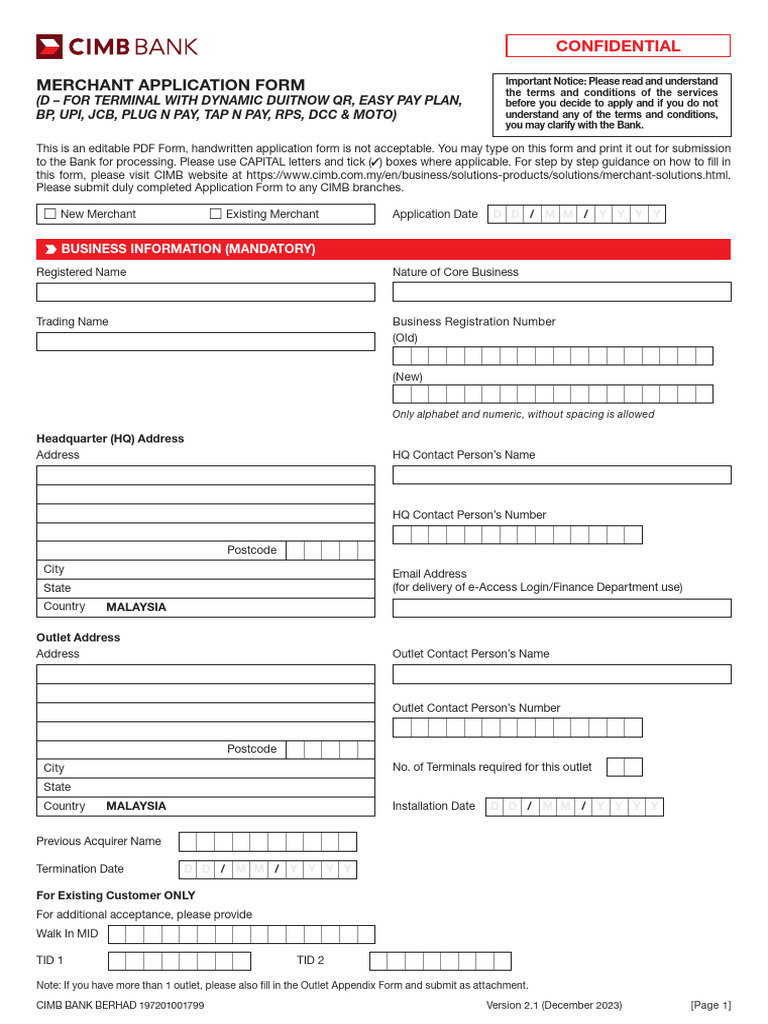 Merchant Application Form D_V2.1_FA-Editable | PDF | Debit Card | Banks