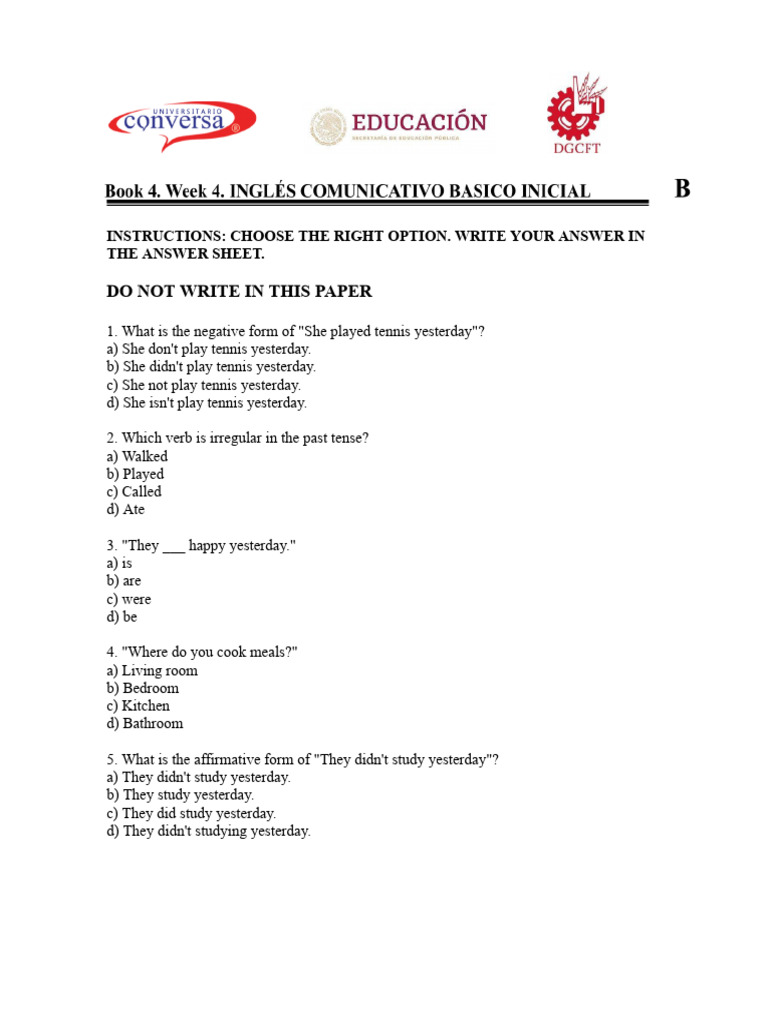 Book 4, Week 4, Version B | PDF