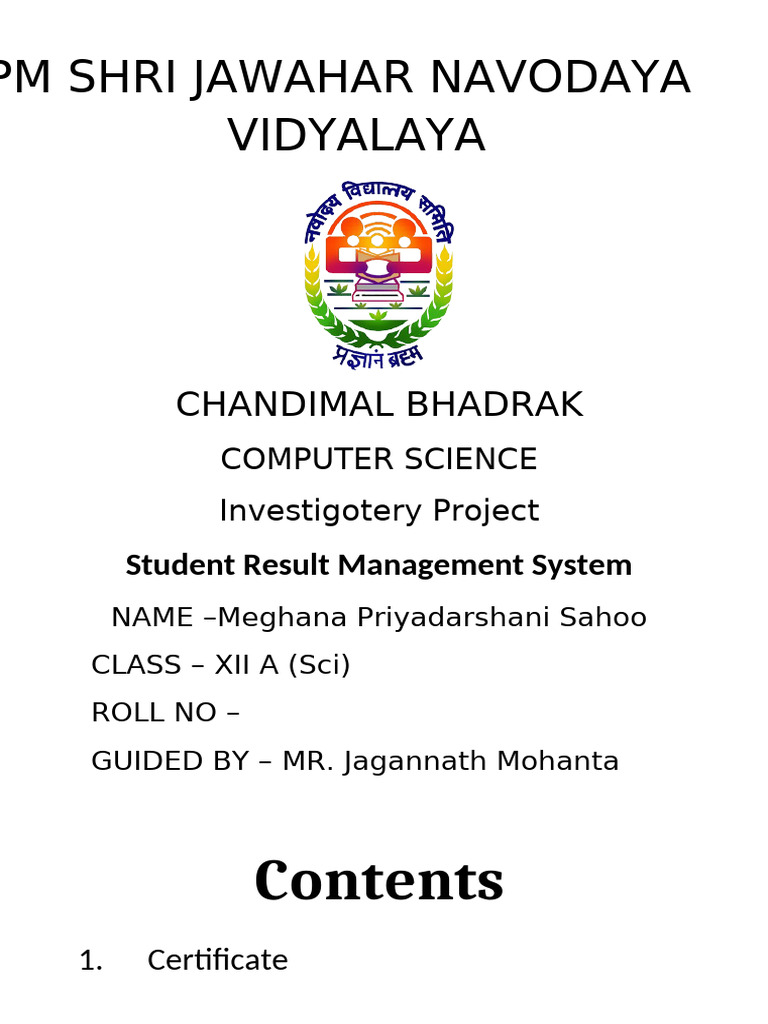 Meghana Cs Project | PDF | Object Oriented Programming | Class ...