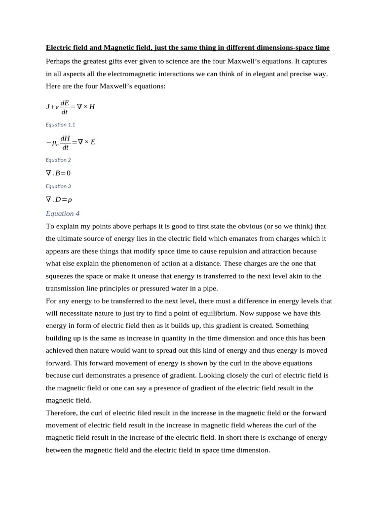 Electric Field and Magnetic Field in Space - Time | PDF | Electric Field | Magnetic Field