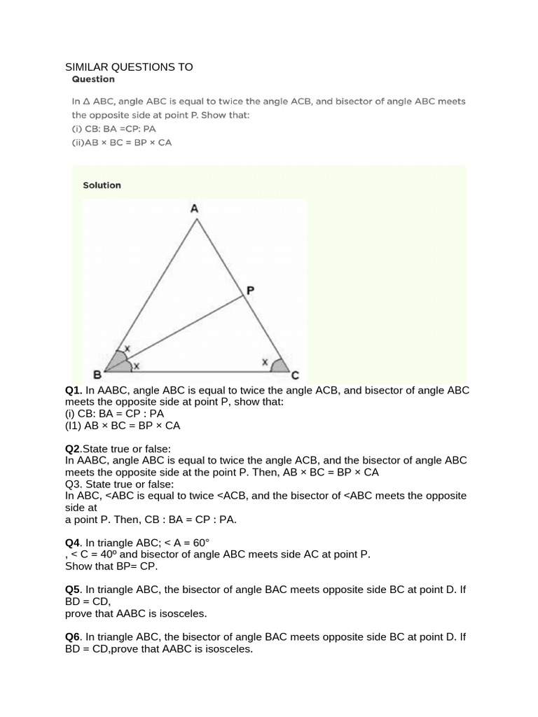 Add Q To Bisector Problems | PDF