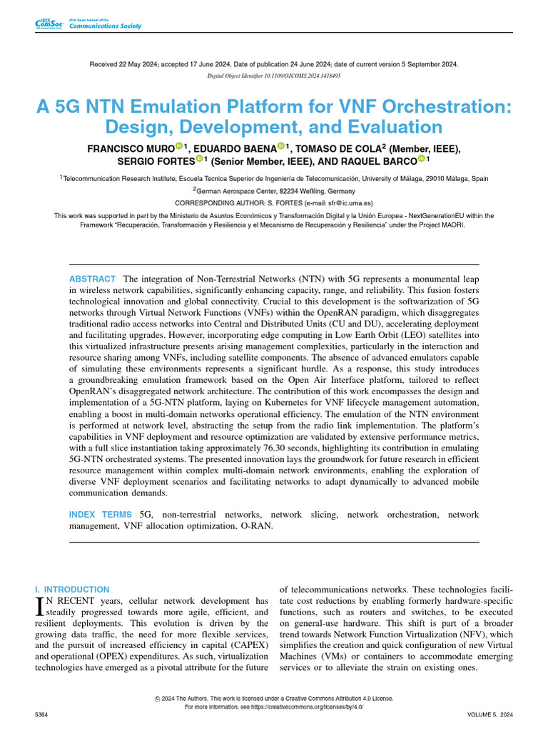 A 5G NTN Emulation Platform For VNF Orchestration Design Development and Evaluation | PDF ...