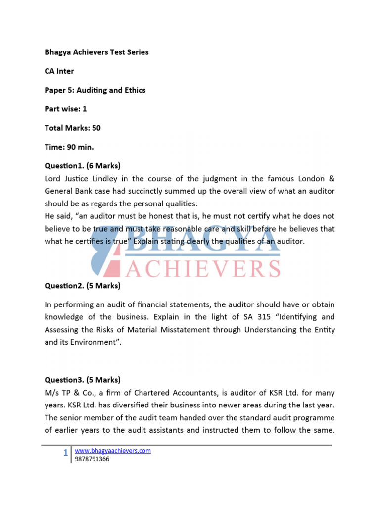1725339963audit Detail Test 1 CA Inter | PDF | Audit | Risk